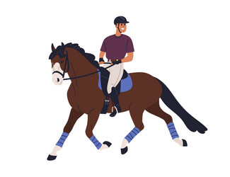 Equestrian riding horse happy horseback rider Vector Image