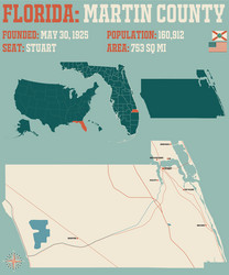 Map of martin county in florida Royalty Free Vector Image