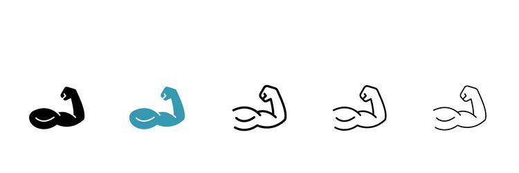 Strong hand icon set muscle flex power symbol Vector Image