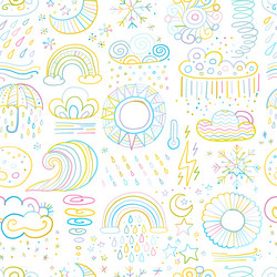 Weather seamless pattern meteorology symbols Vector Image