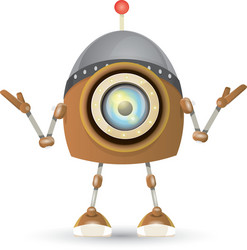 Brown cartoon robot isolated on white Royalty Free Vector