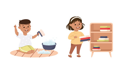 Kids Doing House Chores Vector Images (over 360)