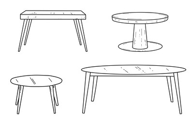 Hand-drawn wooden table on four legs in doodle Vector Image