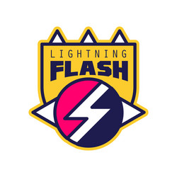 Flash lightning logo badge with symbol Royalty Free Vector
