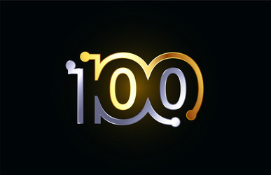 Gold number 100 logo icon design Royalty Free Vector Image