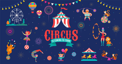 Circus show background street theater performers Vector Image