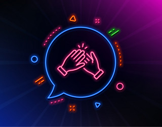 Clapping hands line icon clap sign neon light Vector Image