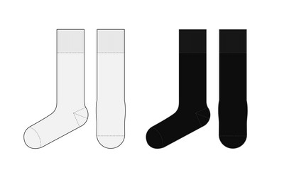 Socks template set front side view Royalty Free Vector Image