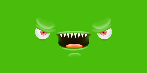 Funny angry green monster face with open Vector Image