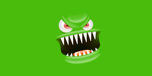 Angry green monster face with open mouth Vector Image