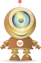 Brown cartoon robot isolated on white Royalty Free Vector