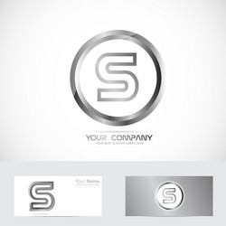 Silver metal rings circle logo Royalty Free Vector Image