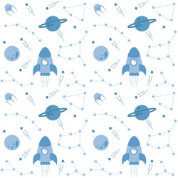 Outer space pattern with stars rocket planets Vector Image