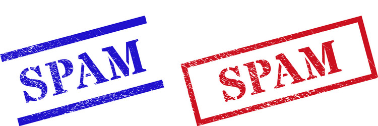 Spam abuse textured rubber seal stamps Royalty Free Vector