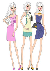 Three girls Royalty Free Vector Image - VectorStock