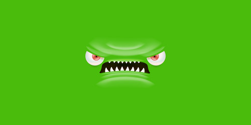 Funny angry green monster face with open Vector Image