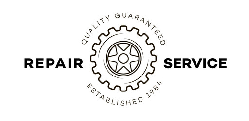 Auto repair label for service car wash Royalty Free Vector