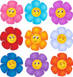 Pot with three cartoon flowers Royalty Free Vector Image