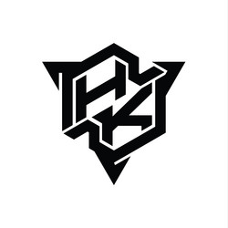 Hk letter logo monogram hexagon emblem shape Vector Image