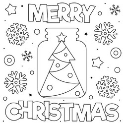 Merry christmas coloring page black and white Vector Image