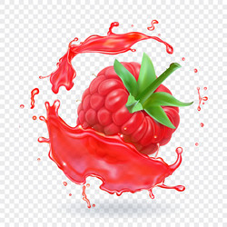 Raspberries in splashing red juice Royalty Free Vector Image