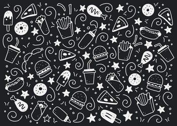 Set hand drawn fast food doodle Royalty Free Vector Image