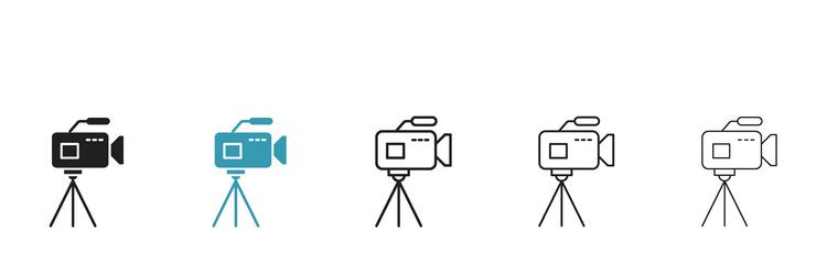 Tv camera icon set video film projector Royalty Free Vector