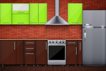 Set of realistic modular kitchen objects Vector Image