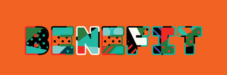 Benefit concept retro colorful word art Royalty Free Vector