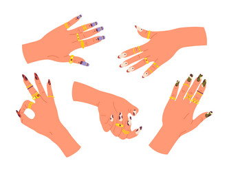 Woman hand with nail design cartoon female hand Vector Image