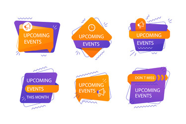 Gradient upcoming events labels Royalty Free Vector Image
