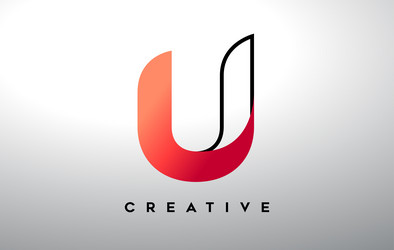 U logo letters with red and black colors Vector Image