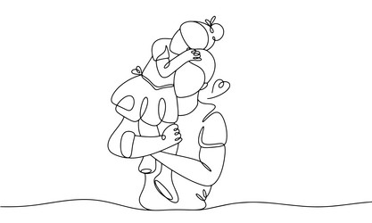 Father And Daughter Hugs One Line Royalty Free Vector Image