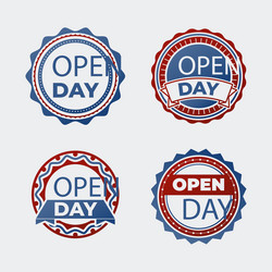 Flat design open day badges Royalty Free Vector Image