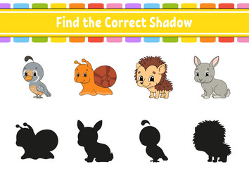 Shadows game with cartoon fantasy characters Vector Image