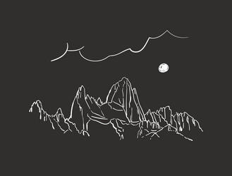 Linear sketch fitz roy mountain in patagonia Vector Image