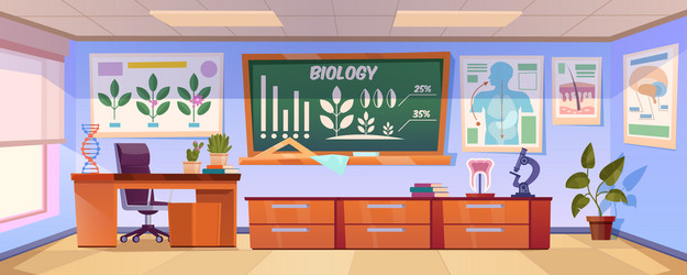 Cartoon empty classroom high school room interior Vector Image