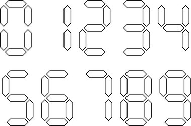 Black digital numbers seven-segment display Vector Image