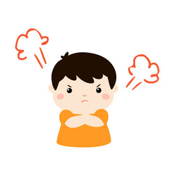 Cute cartoon angry boy character Royalty Free Vector Image