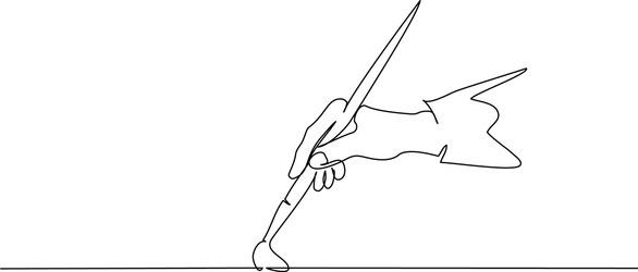 Hand holding paint brush and painting one line Vector Image