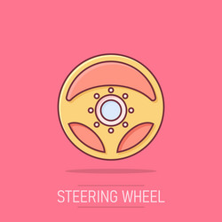 Cartoon steering wheel icon in comic style rudder Vector Image