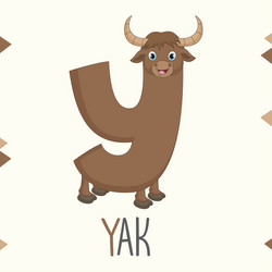 Alphabet letter y and yak Royalty Free Vector Image