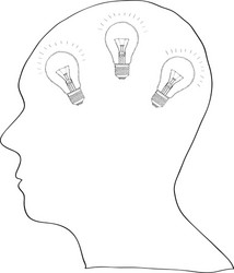 Human brain with light bulb for think idea Vector Image