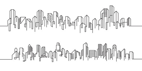 City building line art template Royalty Free Vector Image
