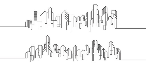 City building line art template Royalty Free Vector Image