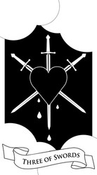 Three swords heart pierced swords Royalty Free Vector Image