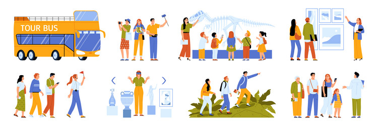 Guide and excursion set Royalty Free Vector Image