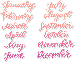 Handwritten names months december january Vector Image