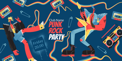 Set of punk rock party banner templates Royalty Free Vector