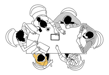 Business team members working together top view Vector Image